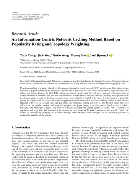 pdf an information centric network caching method based on popularity rating and topology