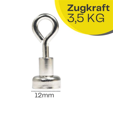 Neodym Ösenmagnet Ø12 mm Haftkraft ca 3 5 kg