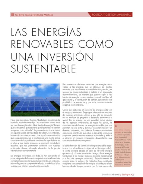 las energías renovables como una inversión sustentable