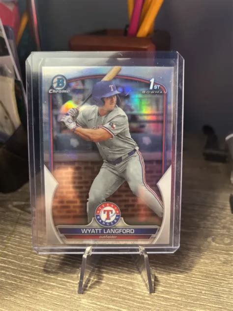 2023 1ER RÉFRACTEUR chrome Bowman Draft Wyatt Langford Texas Rangers RC