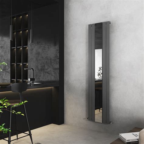 458mm W X 1800mm H Corwen Anthracite Mirror Radiator