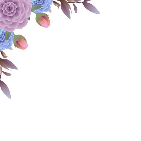 Blue And Purple Rose Corener Border Vector Wedding Elegant Vector Blue