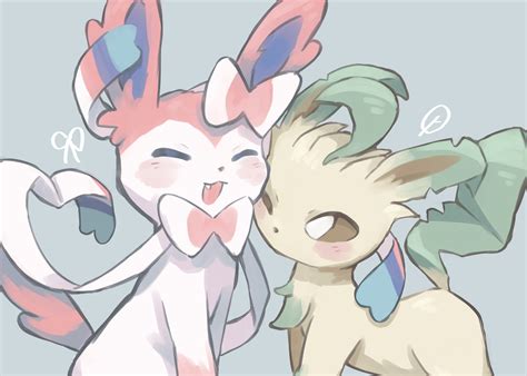 Sylveon And Leafeon Pokemon Drawn By Mame Pixiv 57985908 Danbooru