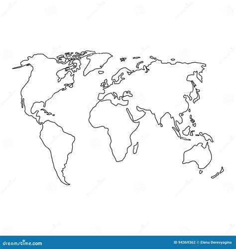 El Mapa Del Mundo Del Contorno Negro Curva El Ejemplo Stock De