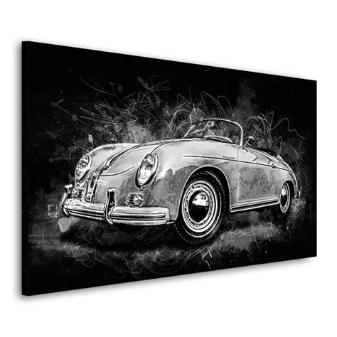 Auto Leinwandbild Porsche Speedster Abstrakt Schwarz Weiss