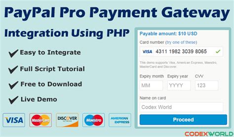 paypal pro payment gateway integration in php codexworld