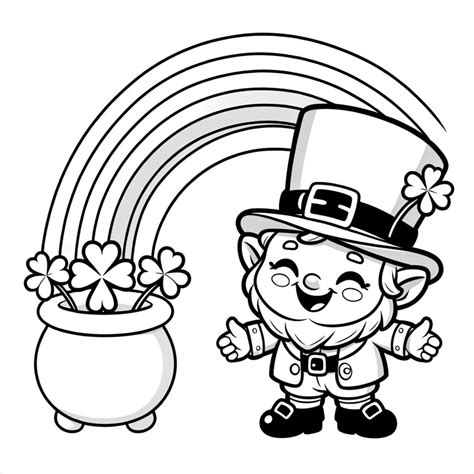 St Patricks Day Coloring Page Cute Leprechaun With A Pot Of Clovers