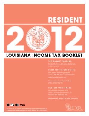 Fillable Online Rev State La 2012 Louisiana Resident Income Tax Return