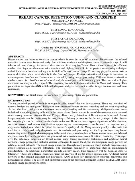 breast cancer detection using ann classifier pdf image segmentation mammography