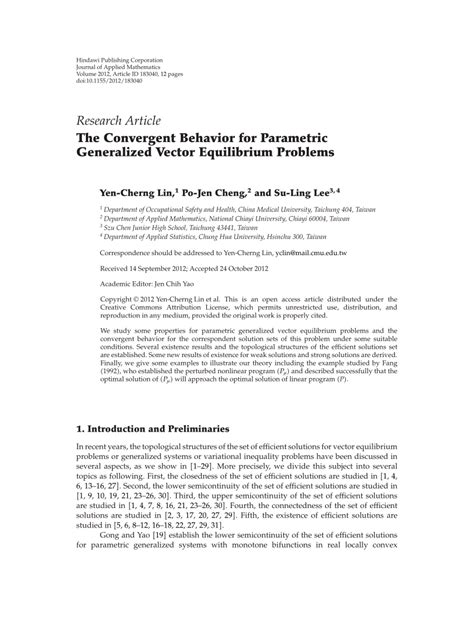pdf the convergent behavior for parametric generalized vector equilibrium problems