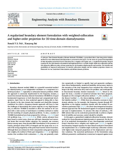 pdf a regularized boundary element formulation with weighted collocation and higher order