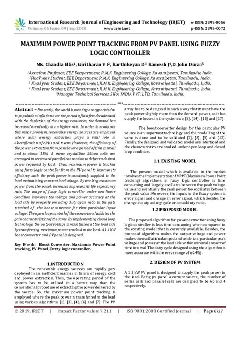 pdf irjet maximum power point tracking from pv panel using fuzzy logic controller irjet