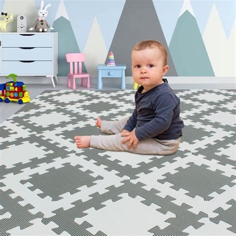18 Dalles Tapis Puzzle Mousse de Sol pour Enfant à Bord Triangle