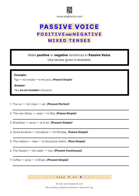 Passive Voice Mixed Tenses Positive And Negative Sentences