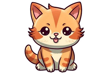 Cute Cartoon Kawaii Cat Sticker Clipart Png