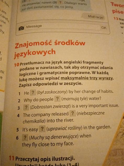 Przetłumacz na język angielski fragmenty podane w nawiasach tak aby