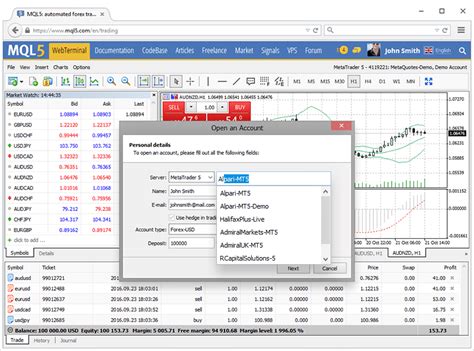 the metatrader 5 web platform on allows opening brokerage demo trading accounts news