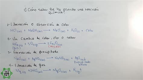 Cómo Saber que ha Ocurrido una Reacción Química YouTube