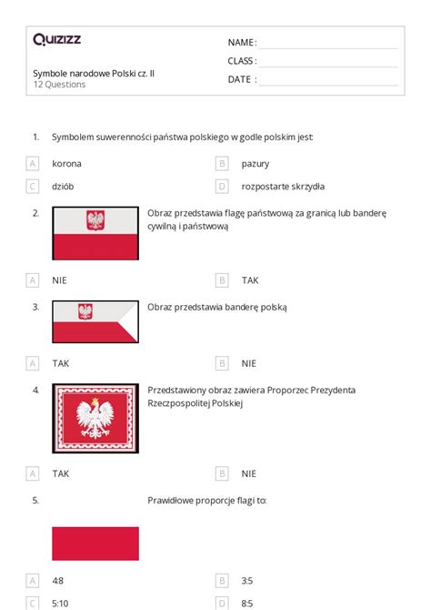 Ponad 50 Symbole Narodowe Arkuszy W Quizizz Darmowe I Do Druku