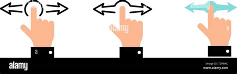 Hand Finger Left Right Horizontal Swipe Gestures Icon Set Colored