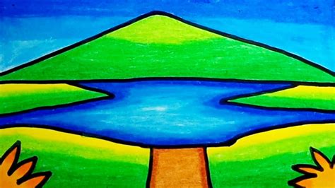 Cómo dibujar un paisaje de lago fácil paso a paso Dibujar Paisaje De