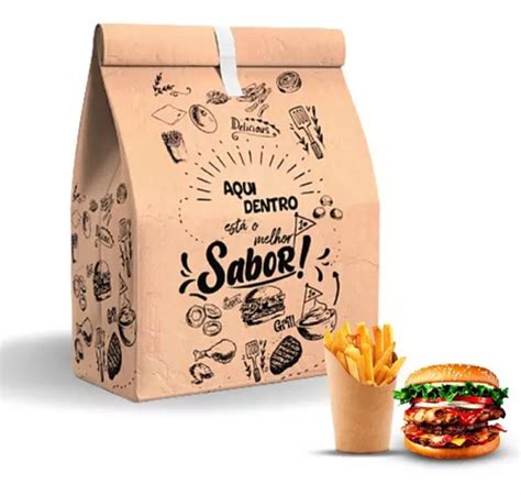 Saco Kraft Embalagem Grande P Delivery Hambúrguer 1000 Unds