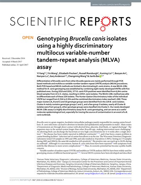 pdf genotyping brucella canis isolates using a highly discriminatory multilocus variable