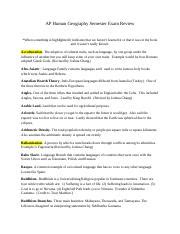 Ap Human Geography Semester Exam Review Docx Ap Human Geography