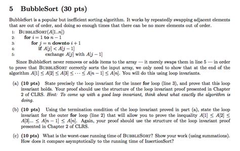 solved 5 bubblesort 30 pts bubblesort is a popular but
