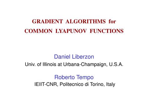 ppt gradient algorithms for common lyapunov functions powerpoint presentation id 5037922