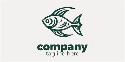 Unterwasser Eleganz Fisch Lineart Logo Design Vorlage Im Vektor