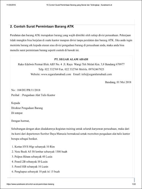 Contoh Surat Permohonan Yang Benar