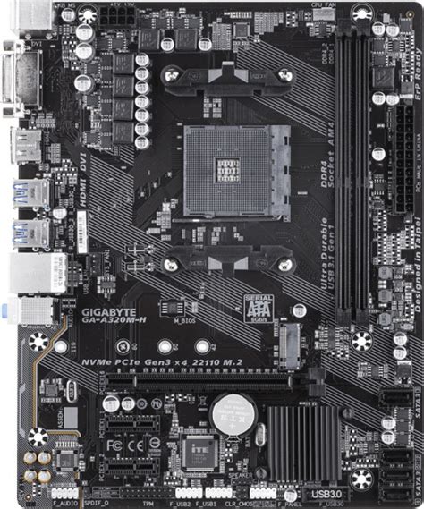 Материнская плата AM4 A320 Gigabyte GA A320M H A320 2xDDR4 DVI