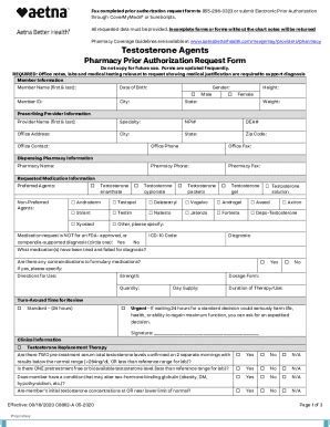 Fillable Online Pharmacy Prior Authorization Request Form Aetna Fax