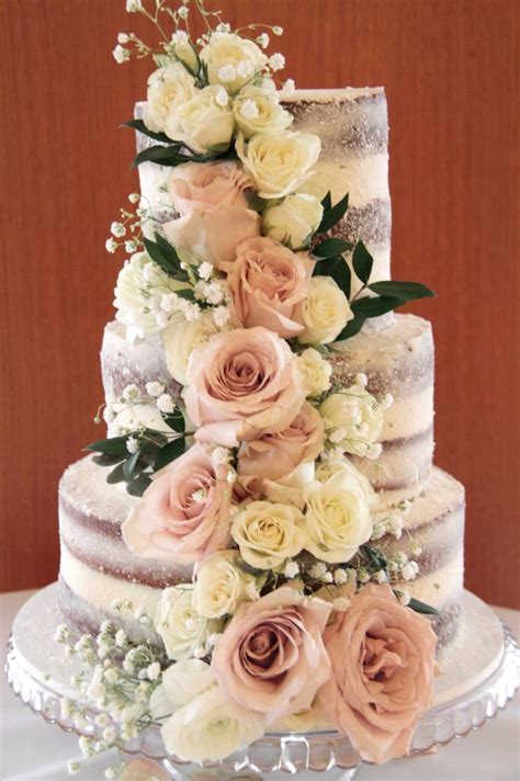 The Naked Cake Beautiful And Elegant With Fresh Flowers By
