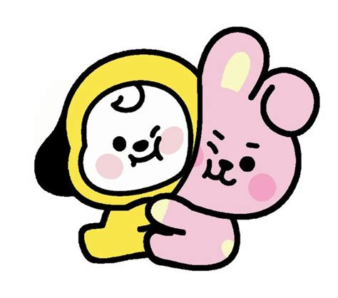 BT21 BABY CHIMMY And COOKY HUG Pegatinas Bonitas Dibujitos Sencillos