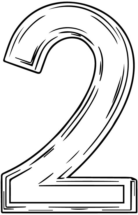 Gold Style Number Two Coloring Page Wecoloringpage