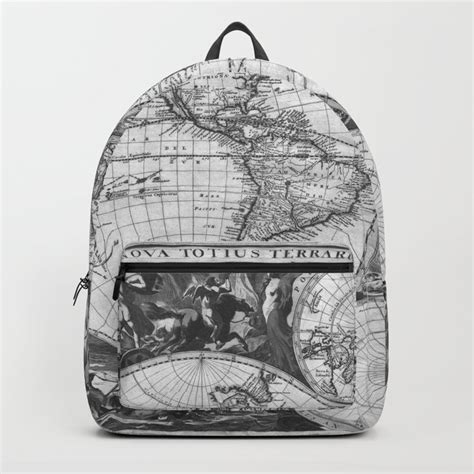 Black And White World Map 1685 Backpack By BravuraMedia Society6