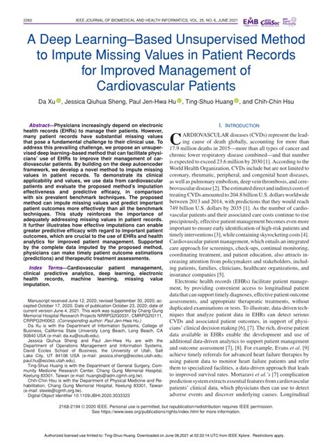 pdf a deep learning based unsupervised method to impute missing values in patient records for