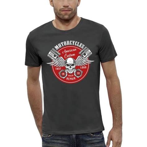 T Shirt Bikers Crane Piston Et Ailes D Ange American Custom Pixel