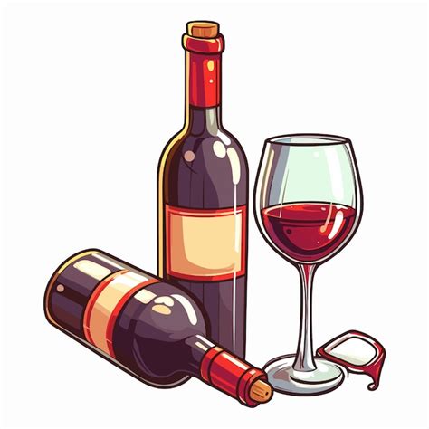 Uma Garrafa De Vinho E Um Copo De Vinho Vetor Vetor Premium