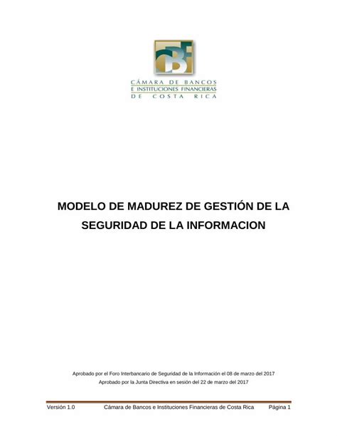 Pdf Modelo De Madurez De Gesti N De La Seguridad De Camaradebancos