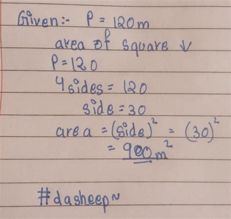 The Perimeter Of A Square Is M Find Its Area Brainly In