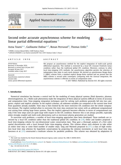 pdf second order accurate asynchronous scheme for modeling linear partial differential equations