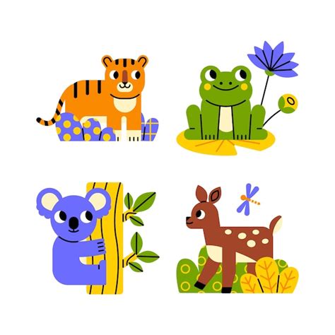 Cole O De Adesivos De Animais Selvagens De Harmonia Vetor Gr Tis