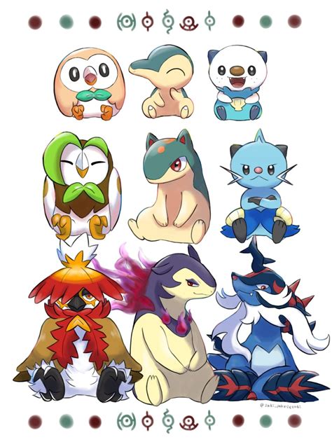 Rowlet Oshawott Cyndaquil Unown Quilava And 5 More Pokemon Drawn