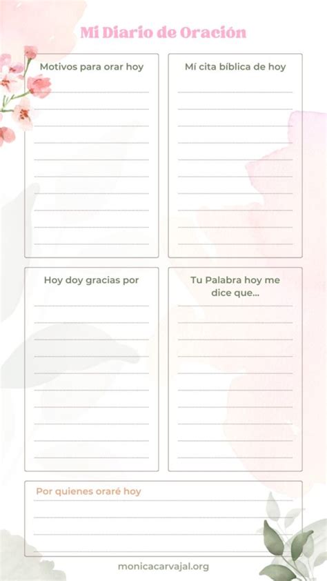 Diario de oración recurso gratuito Consejeria Biblica Mónica Carvajal