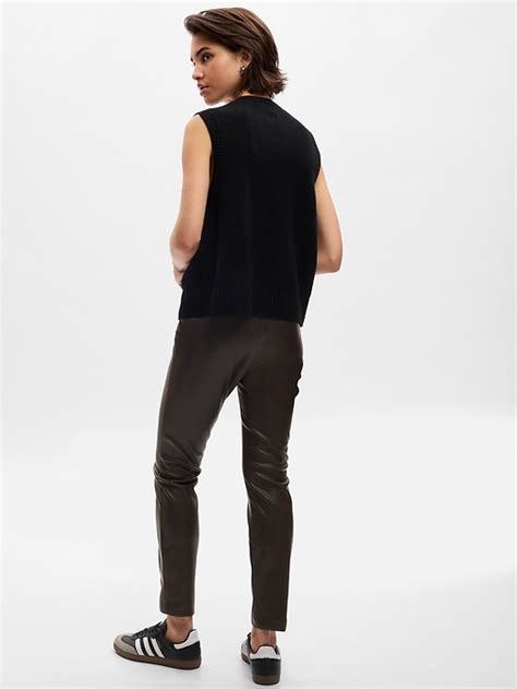 Mid Rise Vegan Leather Skinny Pants Gap