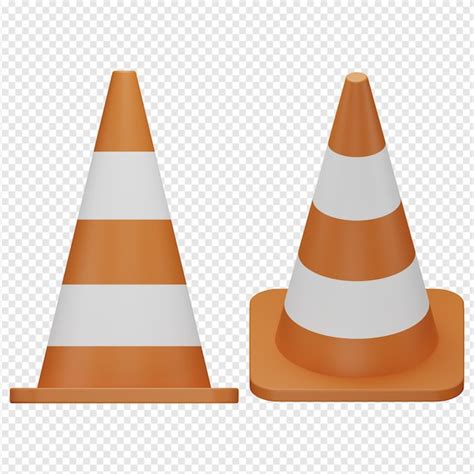3d render aislado del icono de cono de tráfico Archivo PSD Premium