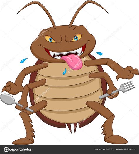 Dibujos Animados Linda Cucaracha Celebración Cubiertos Ilustración de